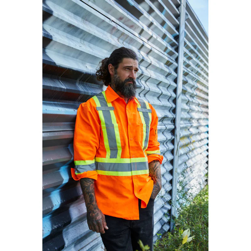 High Visibility Button Up Shirts | Reflective Work Shirt — Safety Vests ...