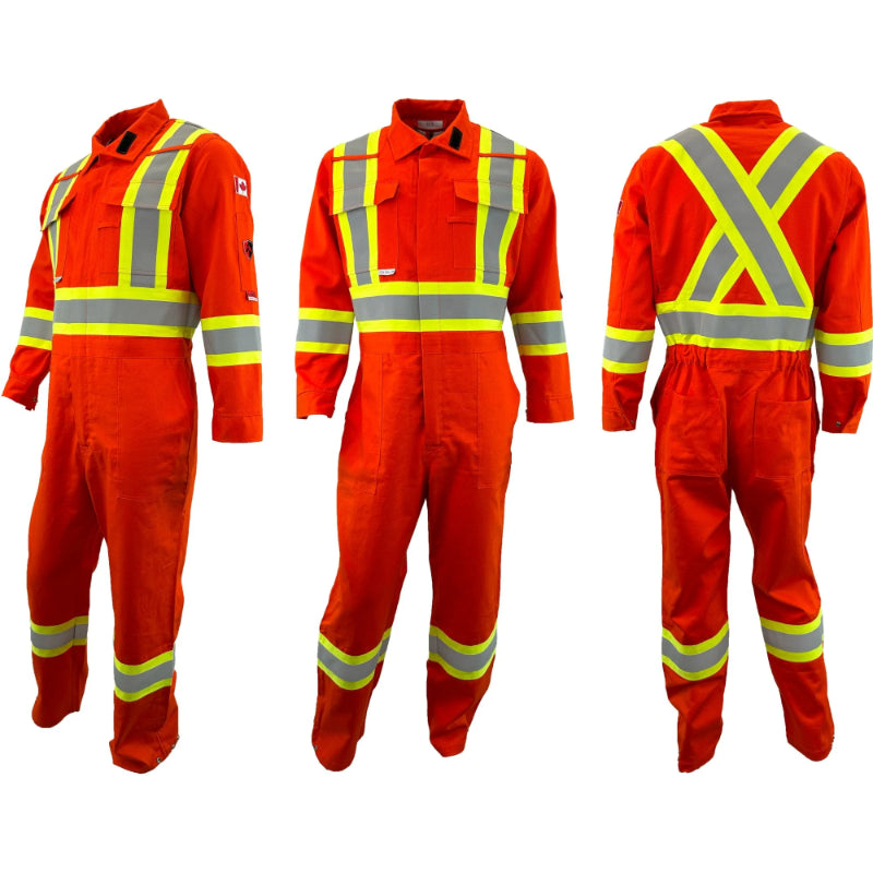 Atlas Guardian® Poly/Cotton Non-FR 4” Hi Vis Safety Coveralls - Orange ...