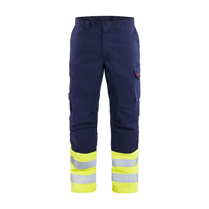 Blaklader® Flame Resistant High Visibility Safety Pants - Navy / Yello ...