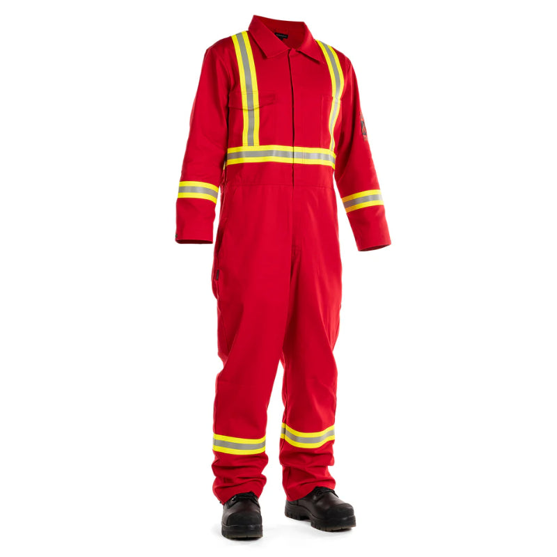 Forcefield® Red FR Treated 100% Cotton Coverall with Reflective Tape ...
