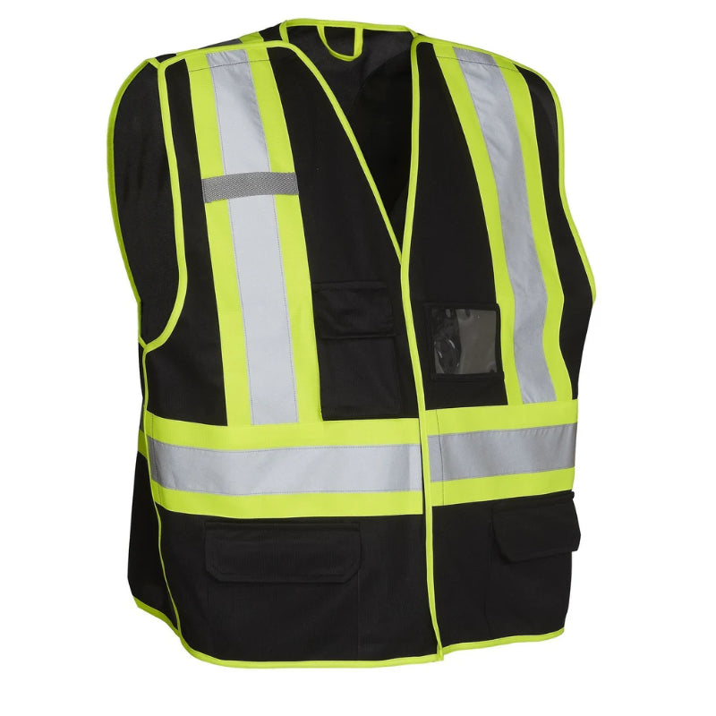 Forcefield® Tricot Polyester 5-Point Tear-Away Hi Vis Traffic Safety V ...