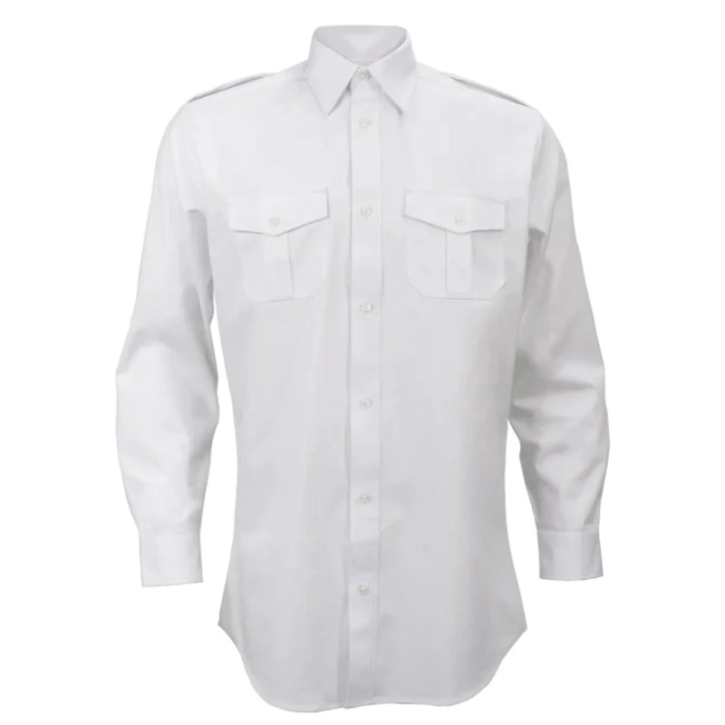 Gatts Workwear® Straight Fit Military Long Sleeve Work Shirt - White ...