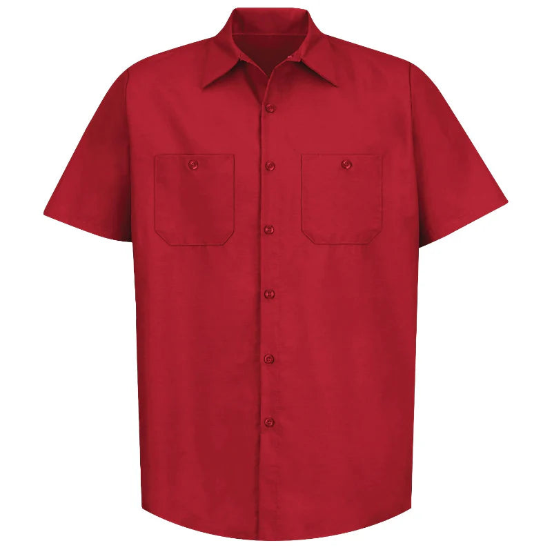Red Kap® Men's Short Sleeve Industrial Work Shirt - Red - SP24 — Safety ...
